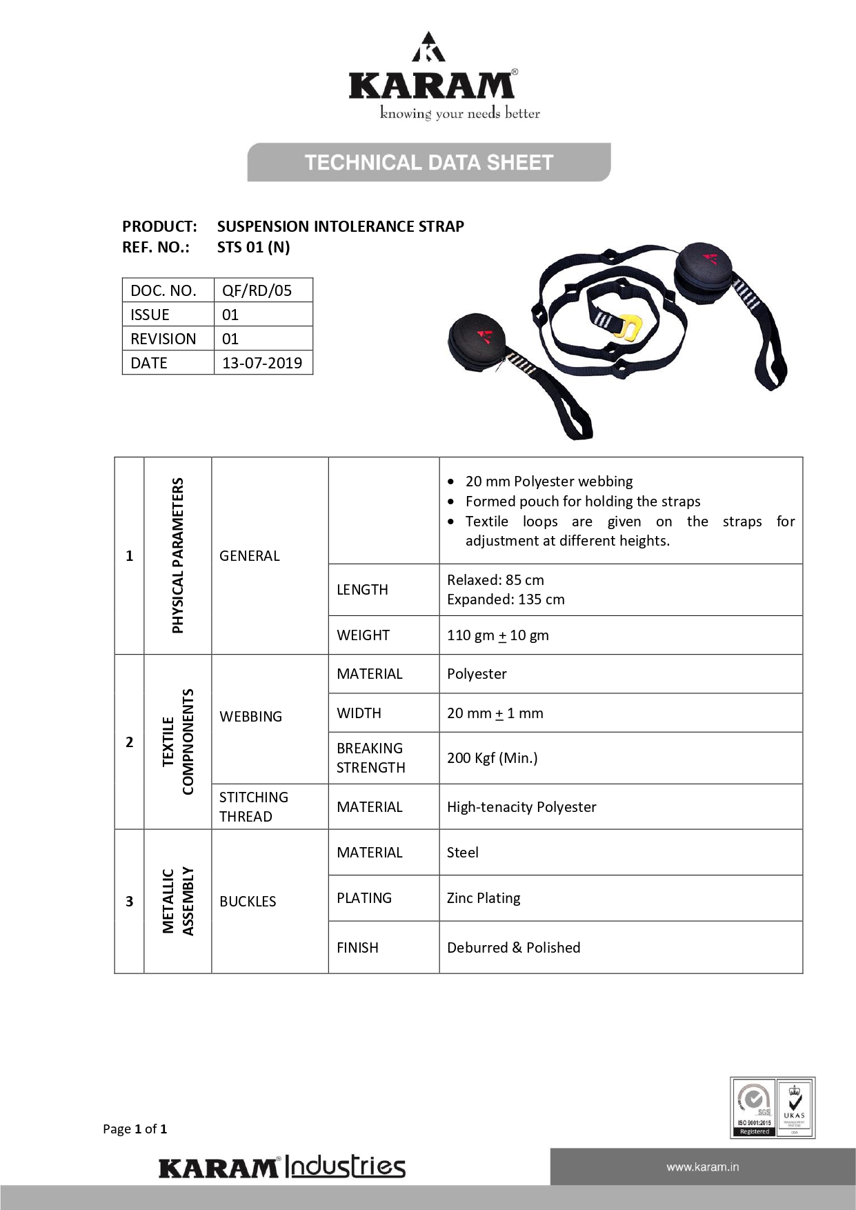 Karam STS01(N) SUSPENSION INTOLERANCE STRAPS