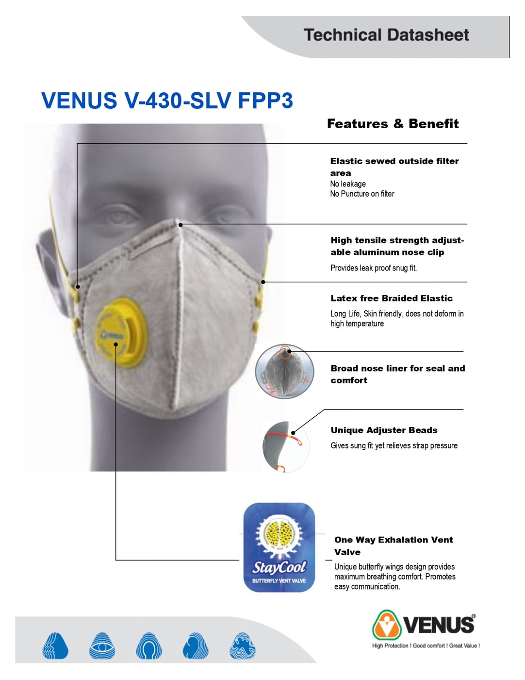 Venus V-430 SLV Nose Mask Grey 110496601